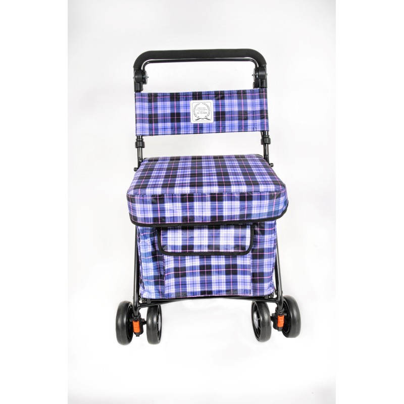NEW - Lightweight Walk, Rest & Shop 3 in 1 Trolley - Lilac Tartan