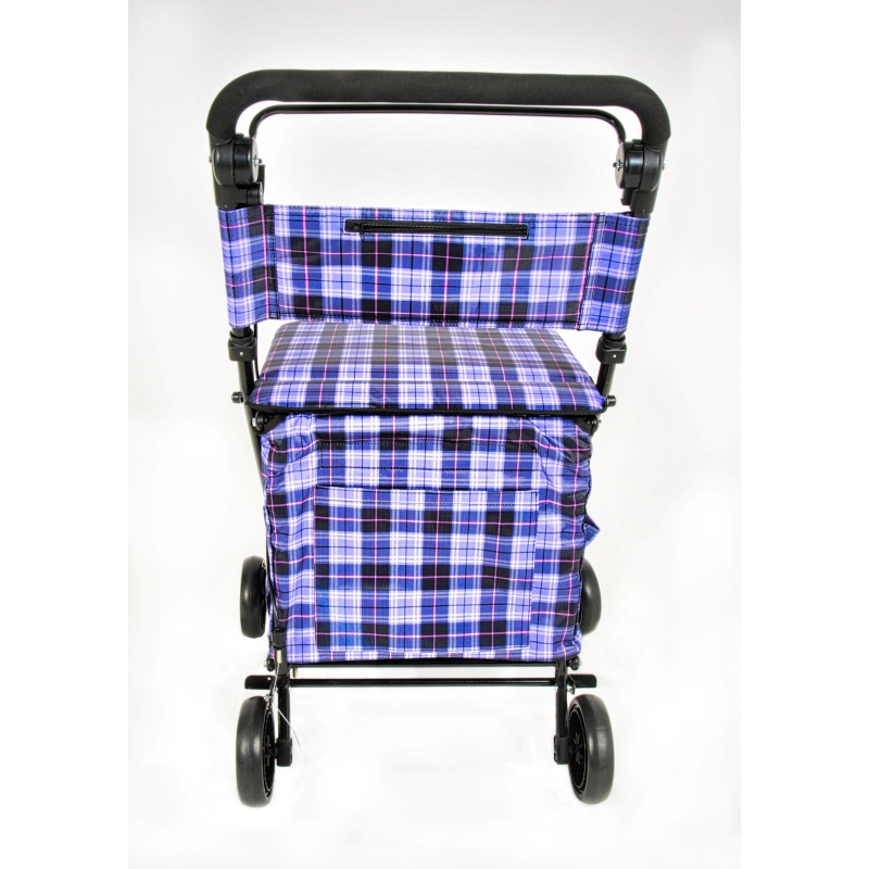 NEW - Lightweight Walk, Rest & Shop 3 in 1 Trolley - Lilac Tartan