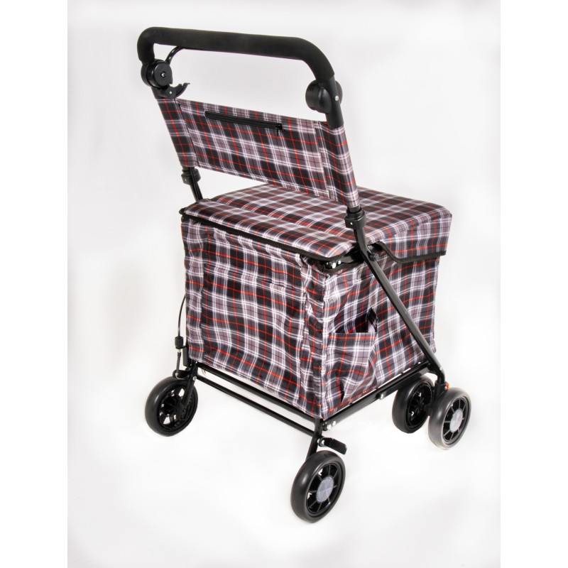 NEW - Lightweight Walk, Rest & Shop 3 in 1 Trolley - Brown Tartan