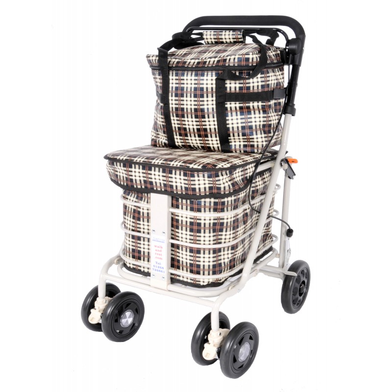 The Seated Shopping / Walker Trolley - Brown Tartan
