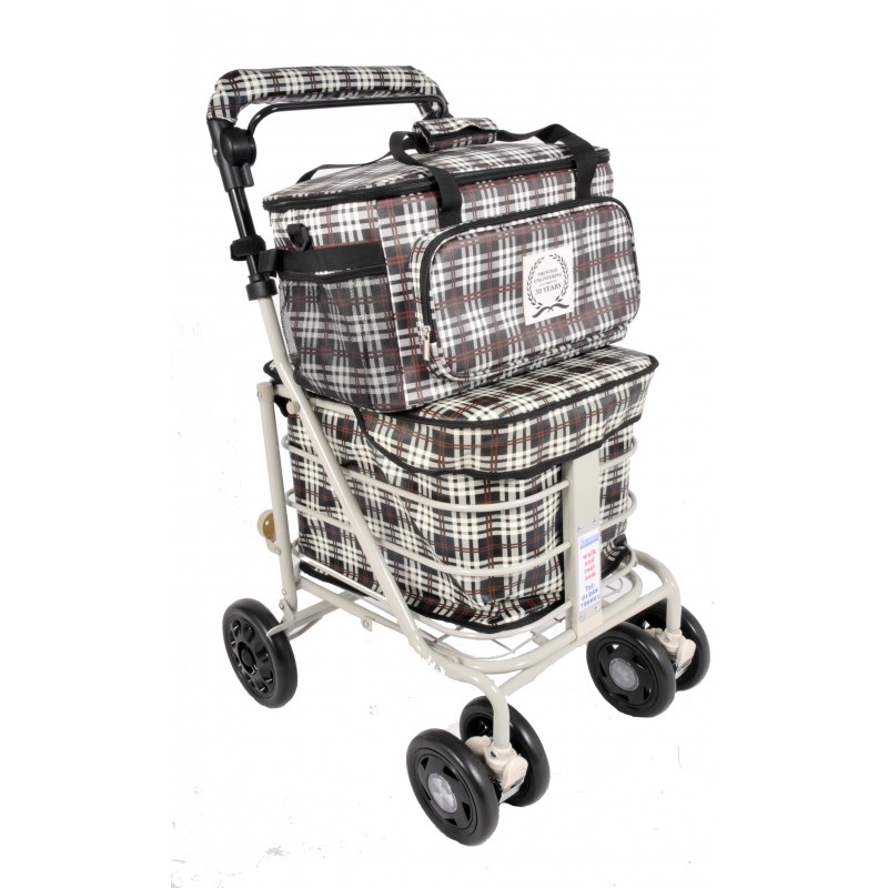 The Seated Shopping / Walker Trolley - Brown Tartan