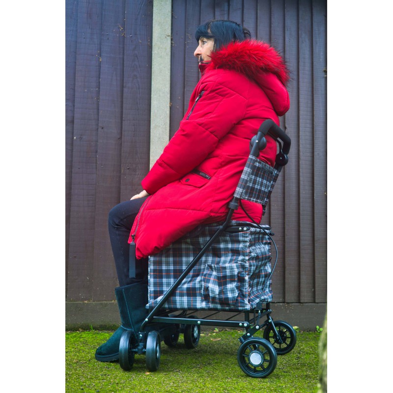 NEW - Lightweight Walk, Rest & Shop 3 in 1 Trolley - Lilac Tartan